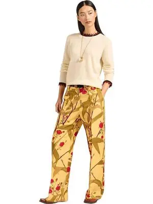 La DoubleJ Let Loose Printed Wool-blend Pants - Bamboo Yellow