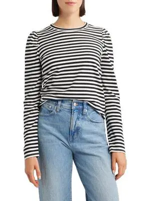 Madewell Striped Long Sleeve Puff Top - Lighthouse