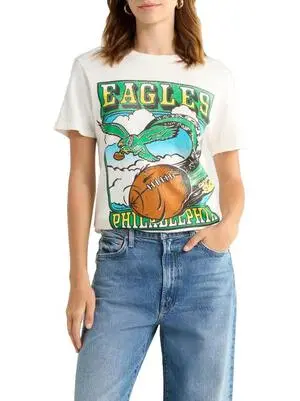 Junk Food Eagles Sky Cotton Graphic T-shirt - Vintage White