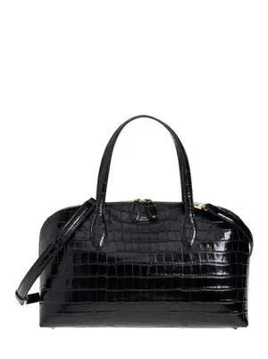 TOTEME TOTEME Medium Lounge Croc Embossed Leather Tote Black