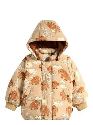MINI RODINI Mammoth Print Puffer Coat - Beige