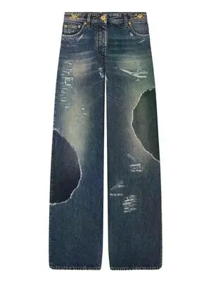 Versace Patchwork Distressed-effect Jeans - Blue
