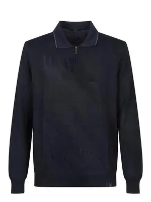 FAY Zip-up Polo Shirt - Blue