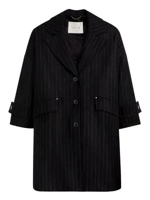 Mackintosh Pinstripe Cocoon Coat - Black