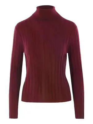 ALLUDE Ribbed Turtleneck Sweater - Red