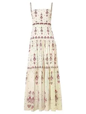 Agua Bendita Lima Floral-print Maxi Dress - Neutrals