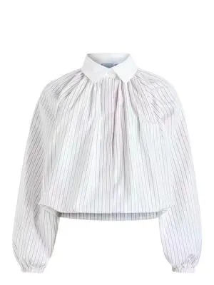 Patou Pinstripe Cotton Blouse - White