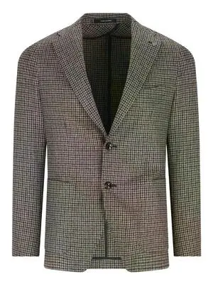 Tagliatore Houndstooth Wool Jacket - Brown