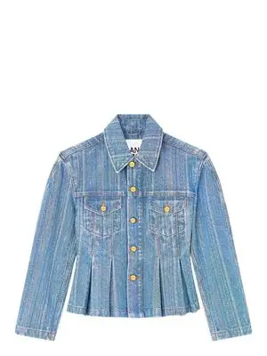 GANNI Pleated Denim Jacket - Blue