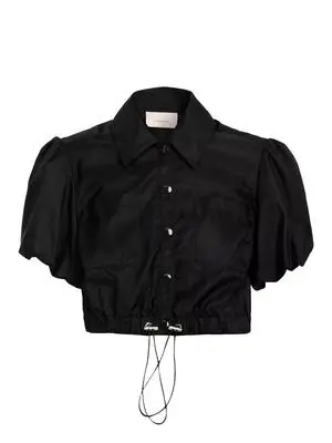 Cinq À Sept Puff-sleeve Cropped Shirt - Black