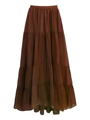 AZLEE Tamar Maxi Skirt - Brown