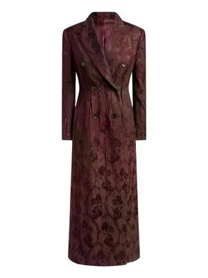 Etro Floral Embroidered Double-breasted Coat - Red