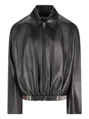 Loewe Belted Leather Jacket - Black