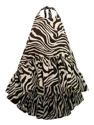 Azeeza Zebra-Print Ruffled Top Brown