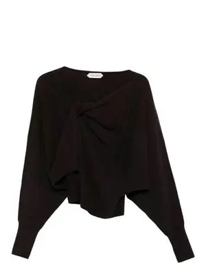 Alberta Ferretti Knot-detail Batwing Sweater - Brown
