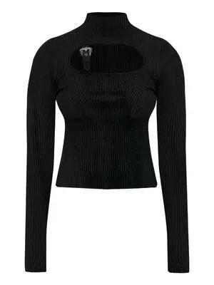 Versace Buckle Detail Ribbed Sweater - Black