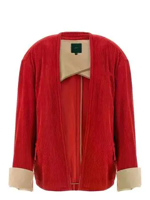 Jejia Corduroy Open-front Jacket - Red