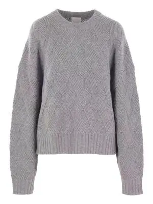 ALLUDE Cable-knit Crew-neck Sweater - Grey
