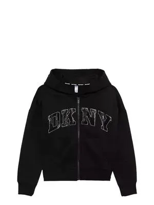 Dkny Rhinestone-embellished Zip-up Hoodie - Black