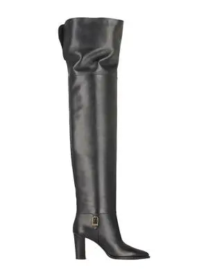 Saint Laurent 85mm Julia Leather Thigh-high Boots - Black