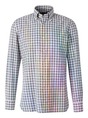 LUIGI BORRELLI Checked Long-sleeved Shirt - Blue