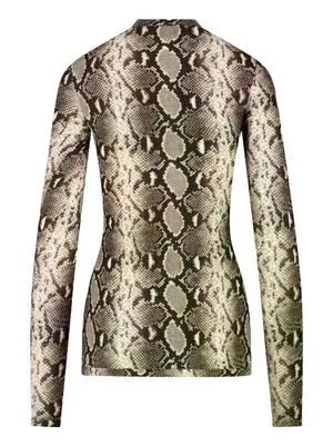 DURAN LANTINK Snakeskin-Print High-Neck Top
