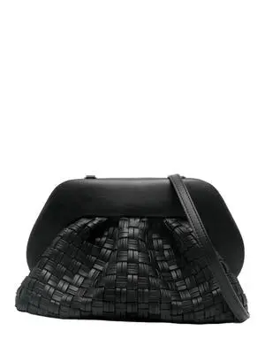 THEMOIRE Woven Flap Shoulder Bag - Black