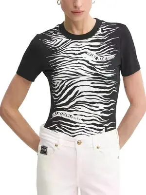 Versace Zebra-print Short-sleeved Top - Black