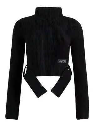 Patou Knitted Mock-neck Top - Black