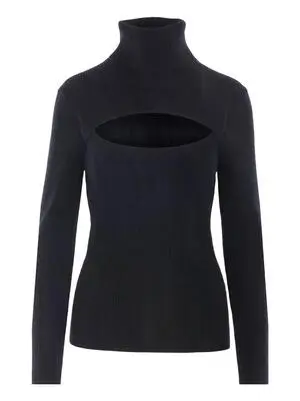 ALLUDE Ribbed Turtleneck Sweater - Black