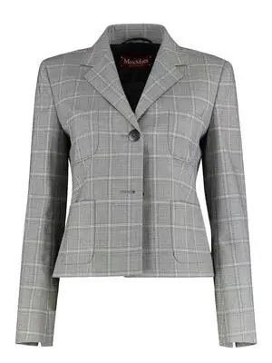 Max Mara Checked Single-breasted Jacket - Grey