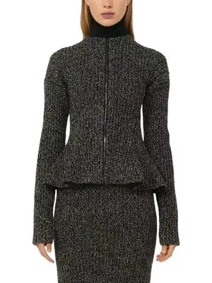 Max Mara Kim Ribbed-knit Peplum Cardigan - Black