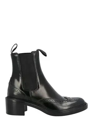 Saint Laurent 50mm Vicent Leather Brogue Chelsea Boots - Black