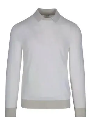 Eleventy Polo-collar Wool Sweater - White