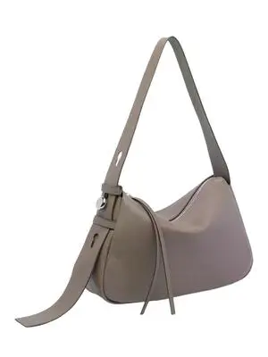 Tory Burch Romy Leather Shoulder Bag With Zip Closure - Neutrals