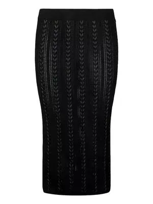 Liu Jo Braided Knit Midi Fitted Skirt - Black