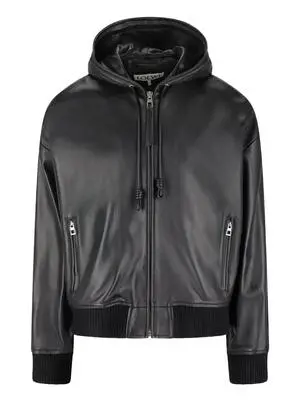 Loewe Hooded Leather Jacket - Black