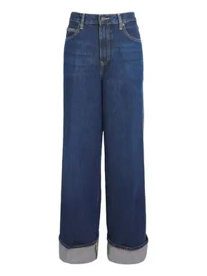 FRAME The Cuffed Wide-leg Jeans - Blue