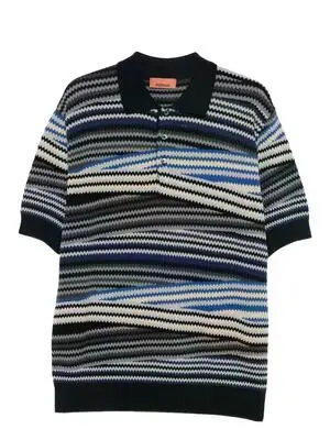 Missoni Striped Zig-zag Polo Shirt - Black
