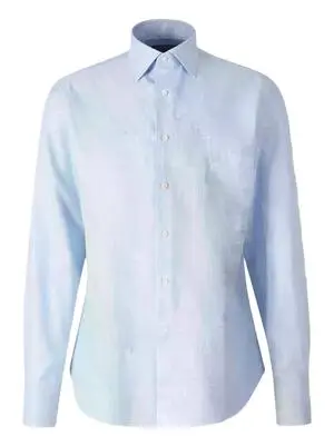 Canali Textured Button-cuff Shirt - Blue
