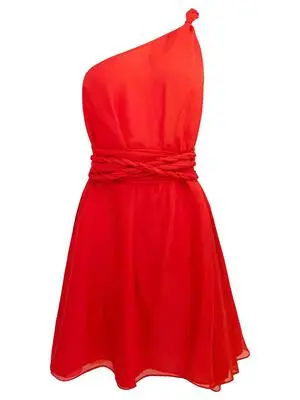 AZLEE Rodite One-shoulder Mini Dress - Red