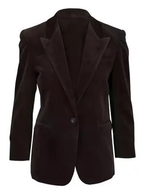 NILI LOTAN Velvet Single-breasted Blazer - Brown