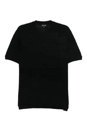 Giorgio Armani Striped Wool T-shirt Black