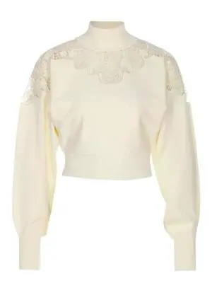 TWINSET Lace-insert High-neck Sweater - Neutrals