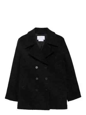 Harris Wharf London Double-breasted Wool Coat - Black