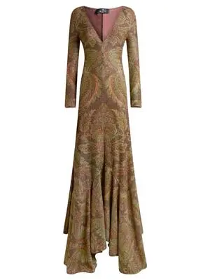 Etro Paisley-print Ruffled Dress - Brown