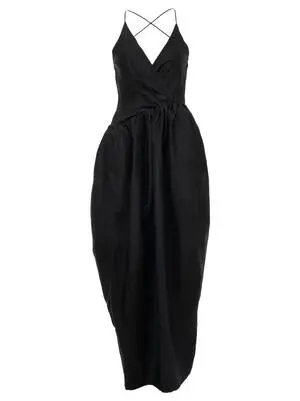 YANGKEHAN Draped Cross-back Dress - Black