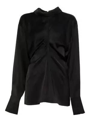 TOTEME Slouch Zip-front Draped Blouse - Black