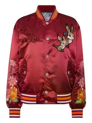 Philipp Plein Embroidered Satin Bomber Jacket - Red