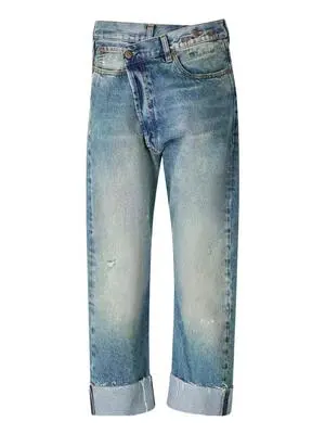 R13 Crossover Frayed Jeans - Blue
